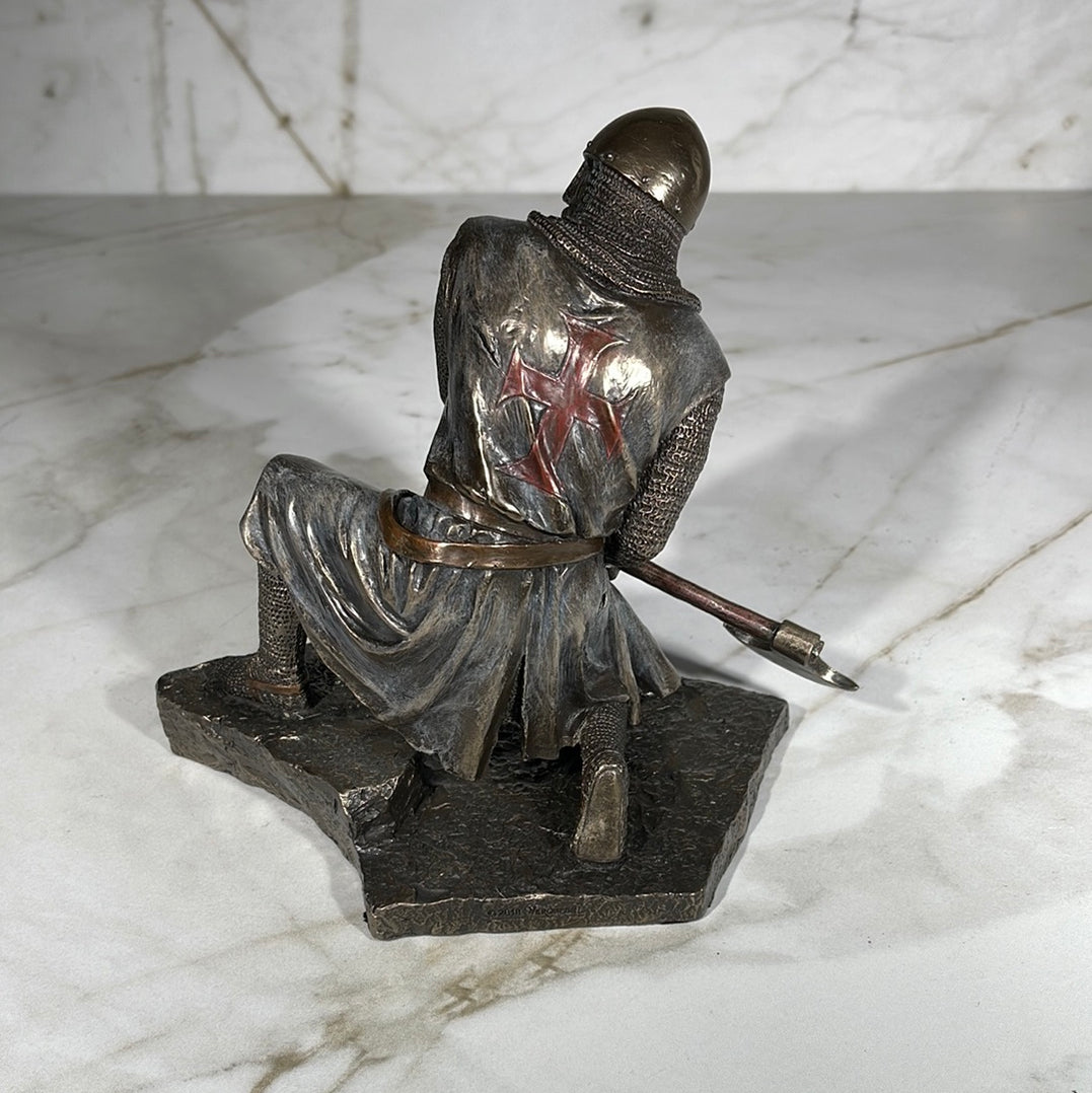 Half Kneeling Knights Templar Wielding Battle Axe Statue — AllSculptures