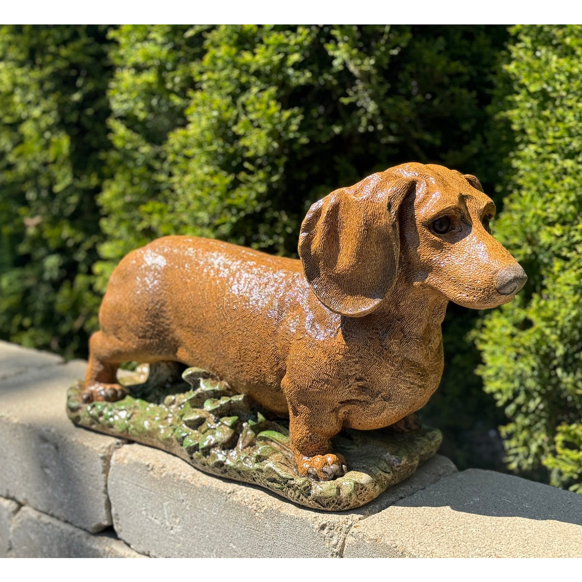 Dachshund Dog Garden Statue- Cast Stone — AllSculptures