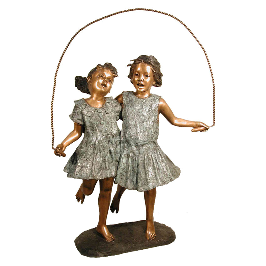 Girls with Jump Rope Bronze Sculpture — AllSculptures