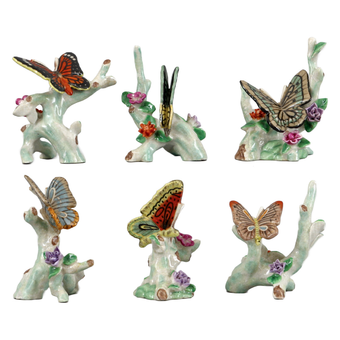 Butterfly Figurines Set of 6-Porcelain — AllSculptures