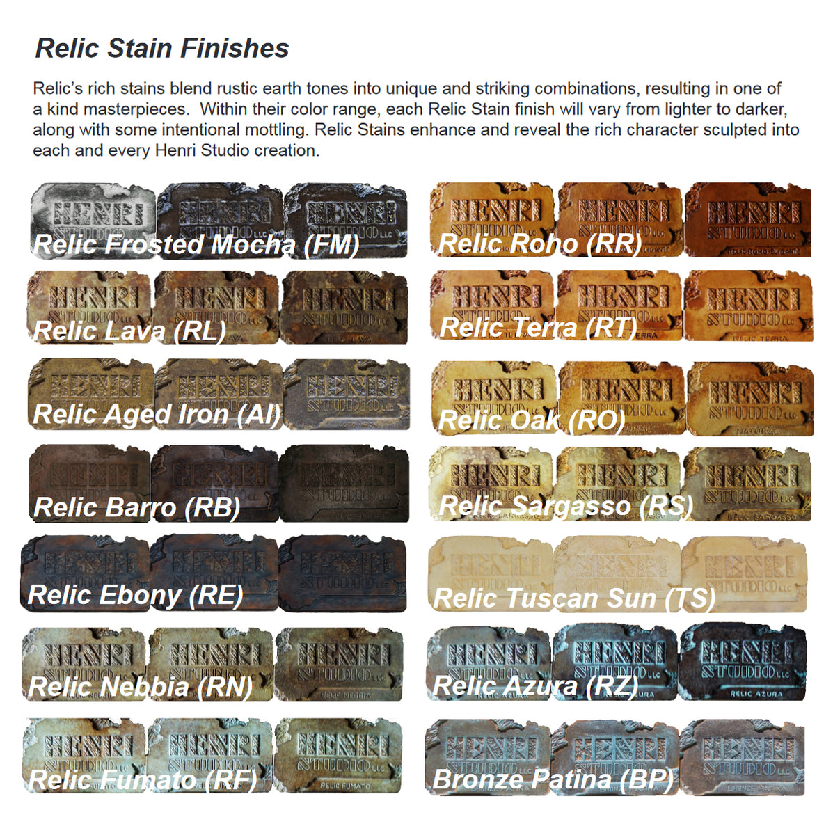 Henri Studio Cast Stone Finish Samples — AllSculptures