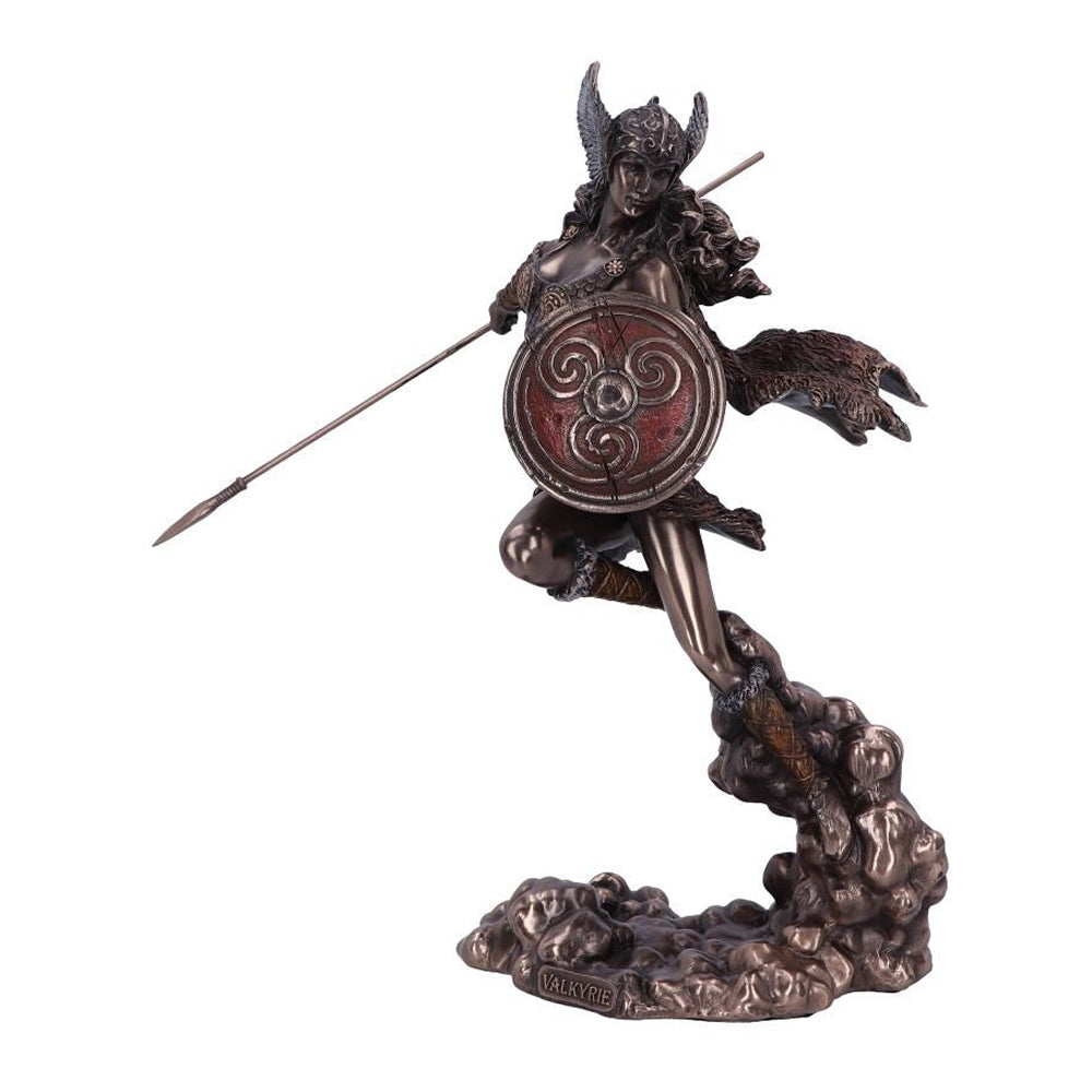 Norse Goddess Valkyrie Wielding Spear And Shield Statue — AllSculptures