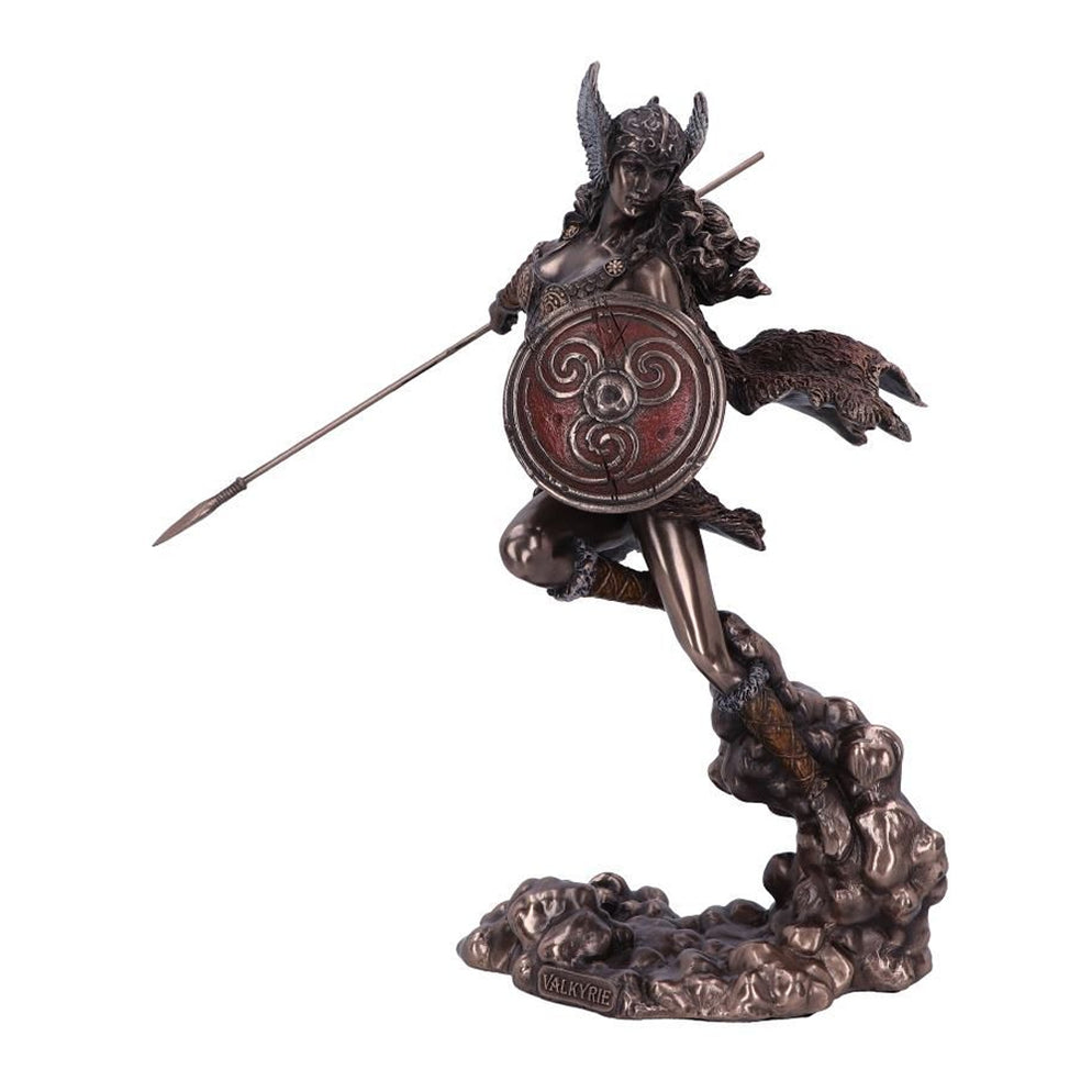 Norse Goddess Valkyrie Wielding Spear And Shield Statue — AllSculptures