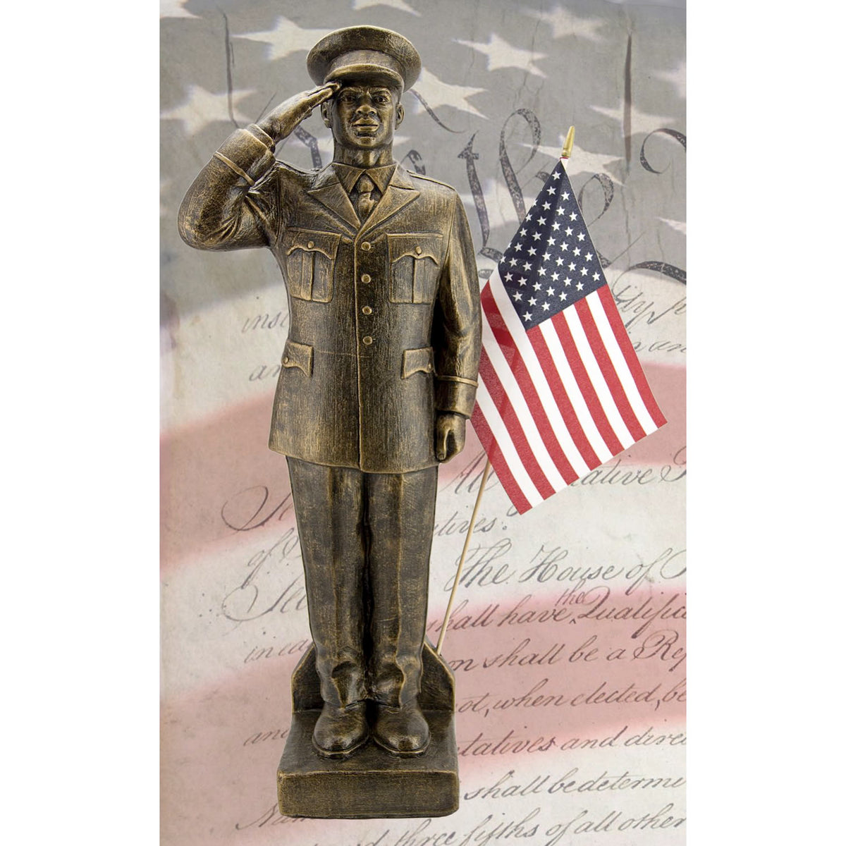 Army Soldier Statue with Flag-African American | Garden Statue ...