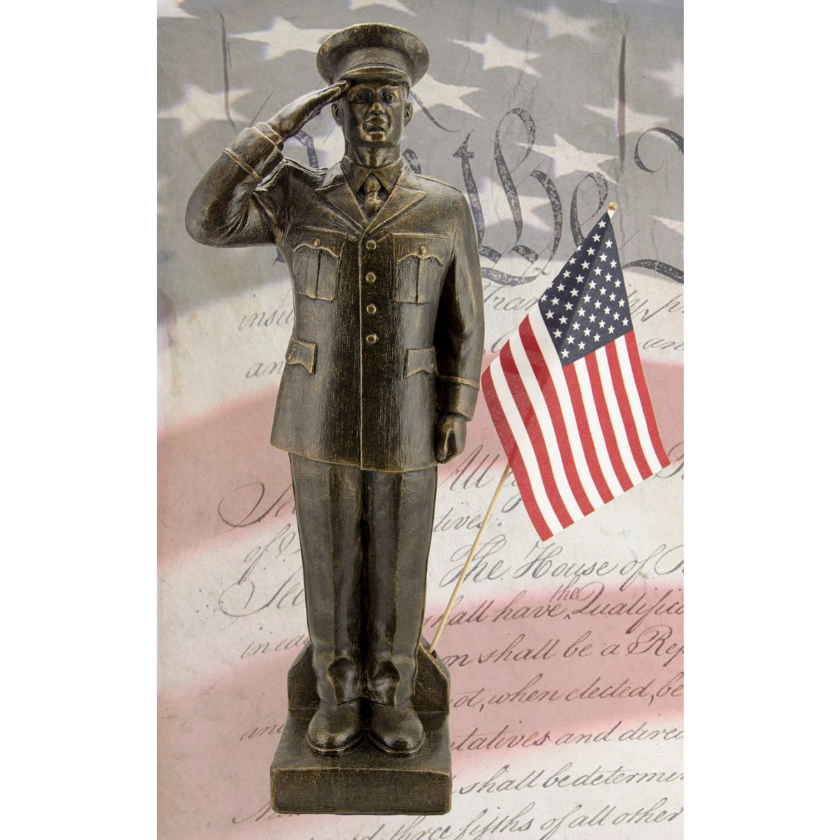 US Army Soldier Statue with Flag | Soldier Garden Statues — AllSculptures