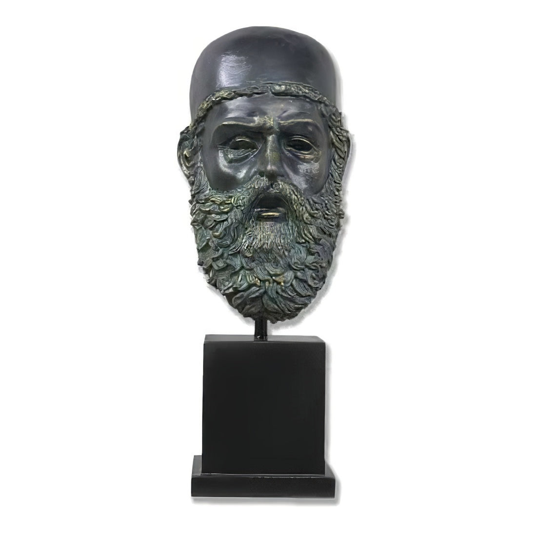 Greek Warrior Mask on Plinth — AllSculptures