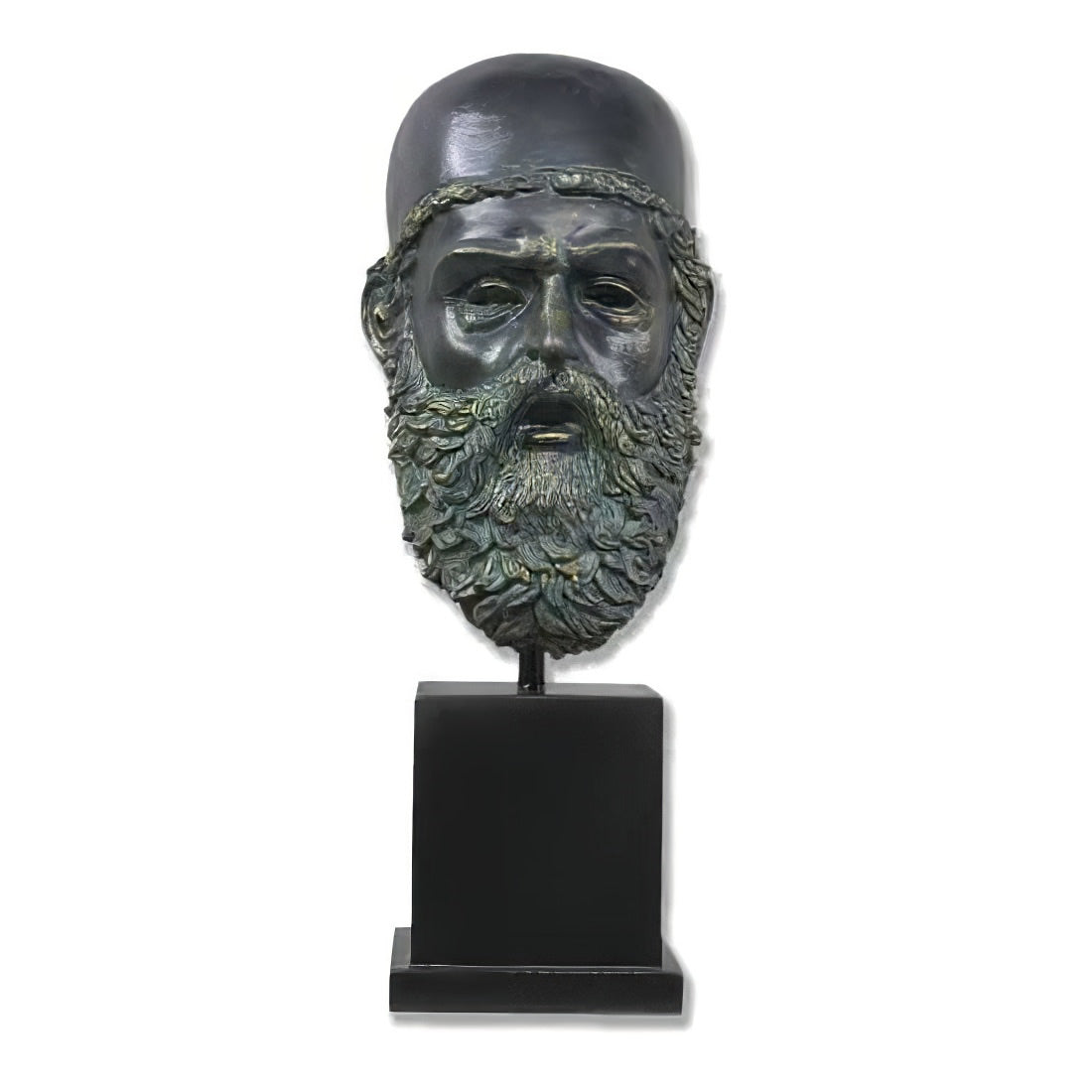 Greek Warrior Mask on Plinth — AllSculptures