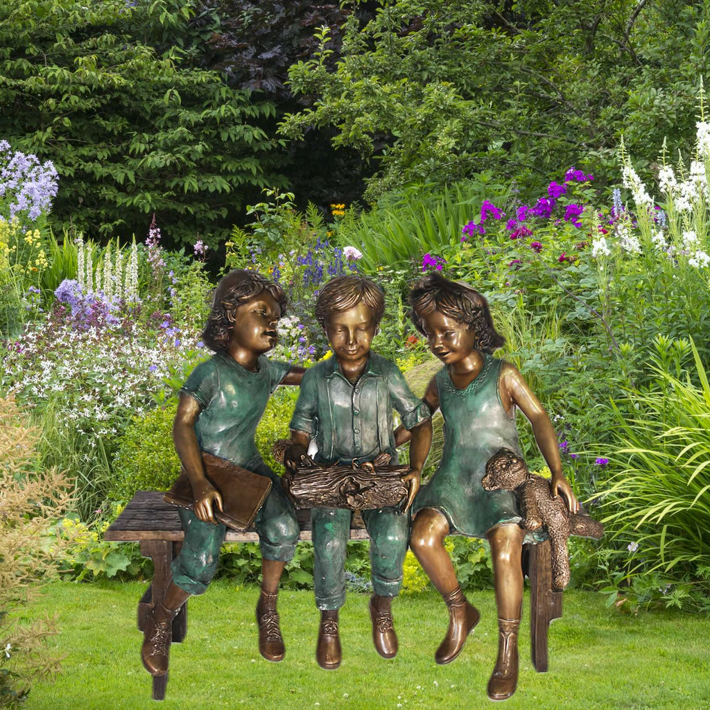 School & Library Sculptures | Bronze Kids Reading Sculptures ...