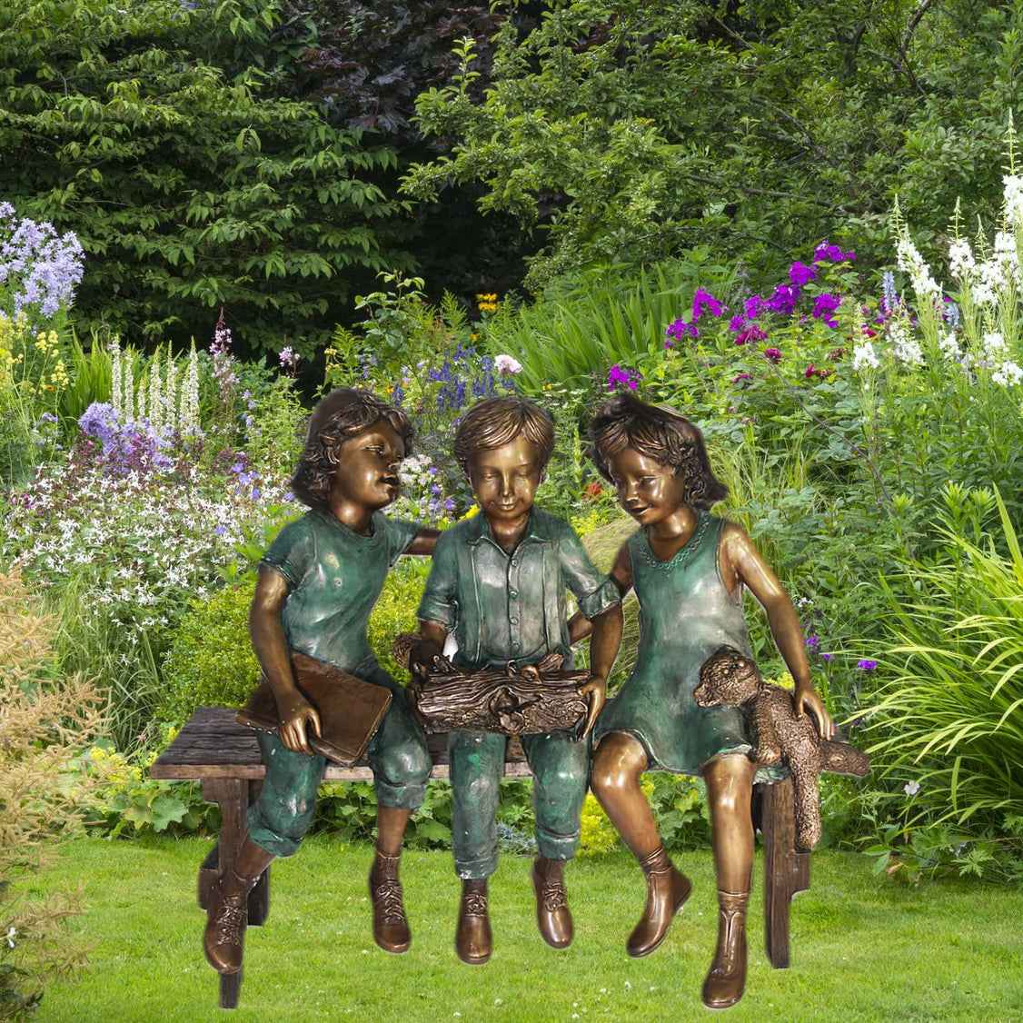 School & Library Sculptures | Bronze Kids Reading Sculptures ...