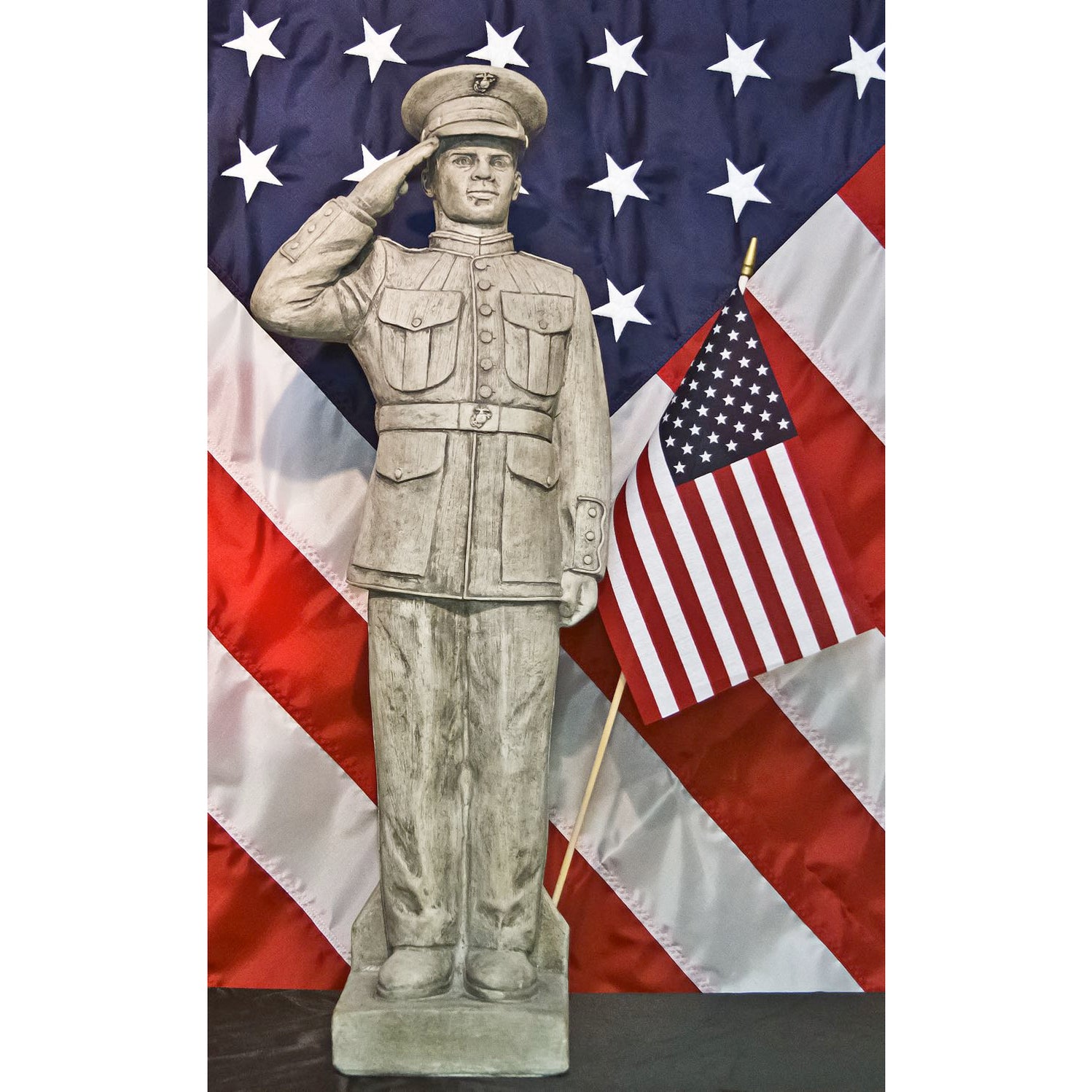 US Marine Statue with Flag | Marine Corp Garden Statues — AllSculptures