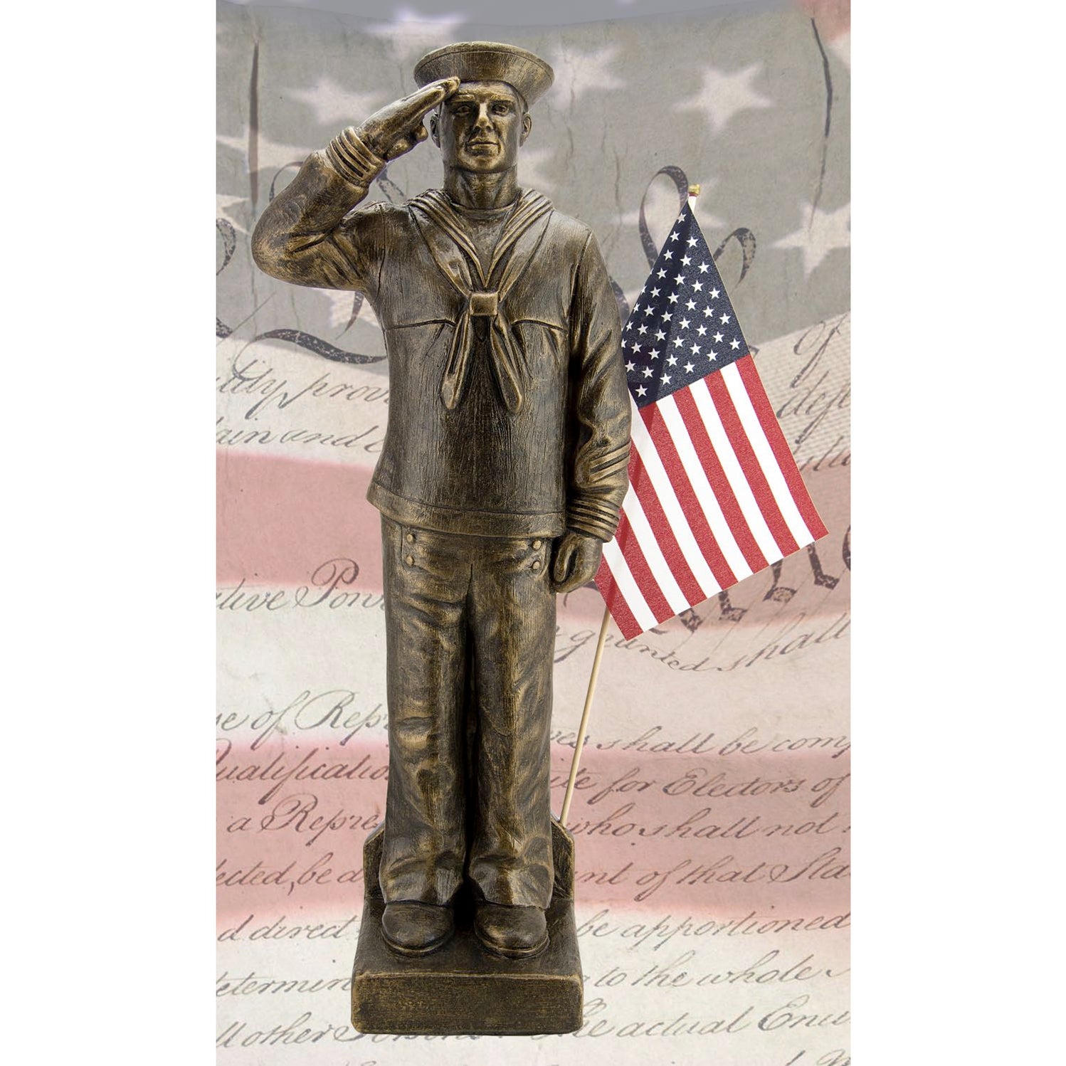 Navy Sailor Statue with Flag | Navy Garden Statues — AllSculptures
