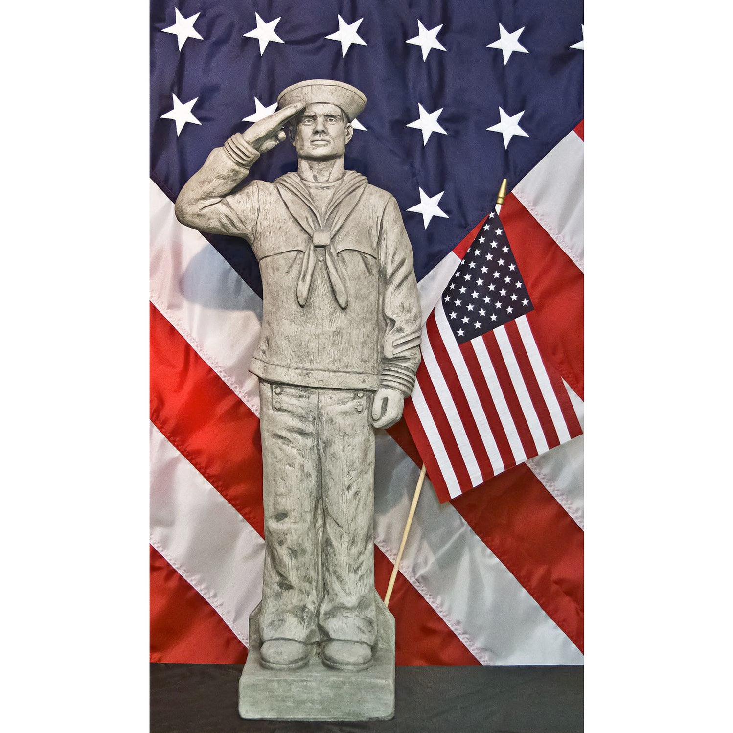 Navy Sailor Statue with Flag | Navy Garden Statues — AllSculptures