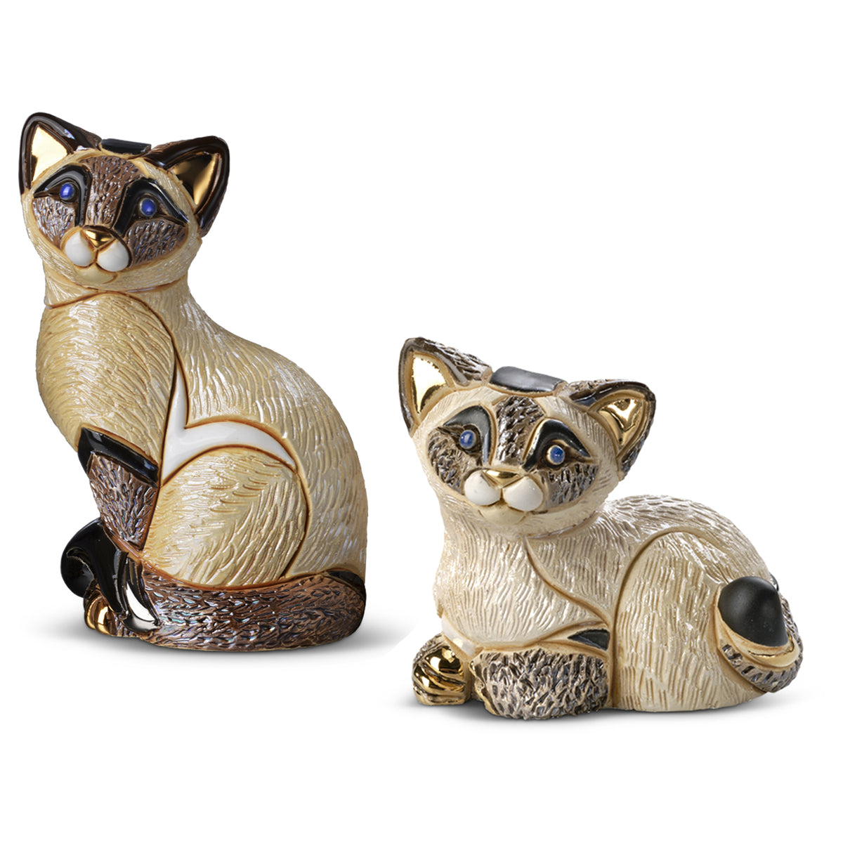 Siamese Cat & Kitten Figurine-Ceramic | DeRosa Collections — AllSculptures