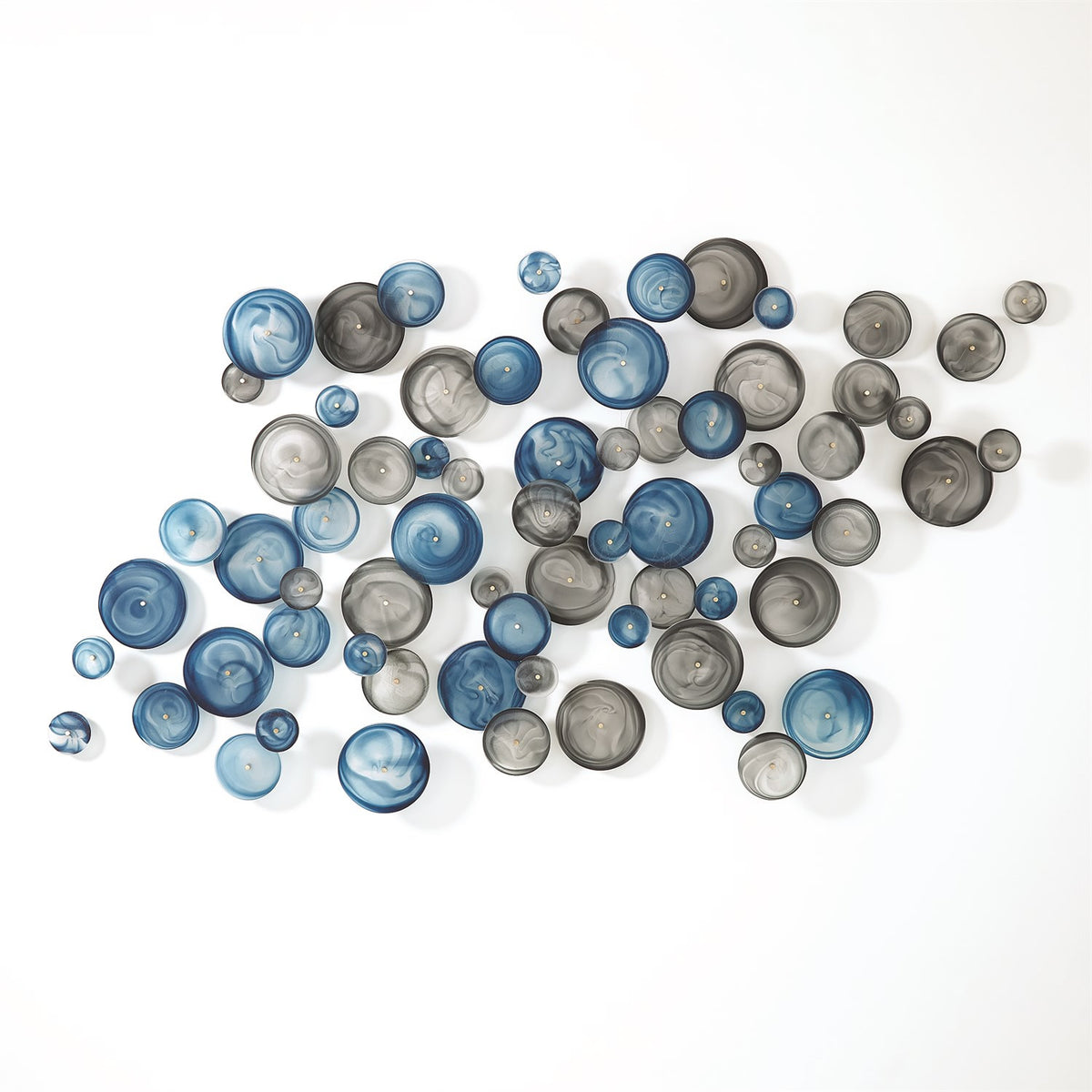 Crosshatch Art Glass Wall Discs-Blue and Grey Sets — AllSculptures