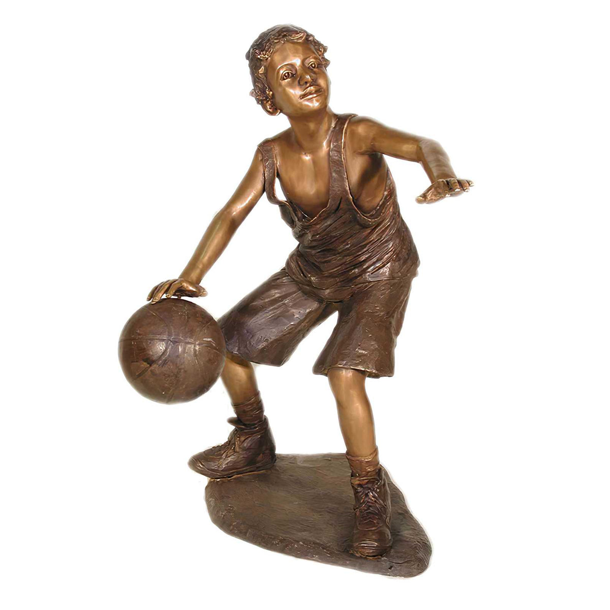 Boy Playing Basketball Bronze Sculpture — AllSculptures