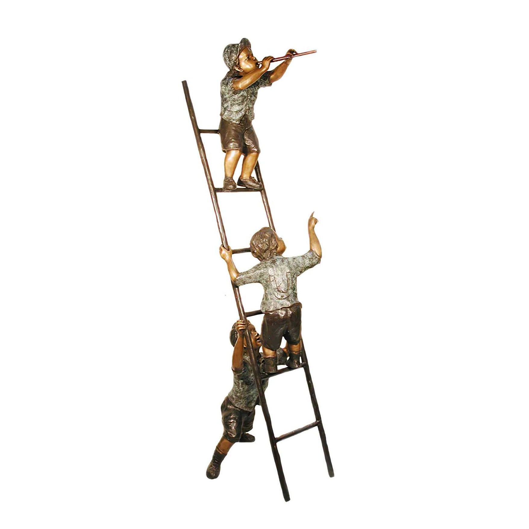 Boys Climbing Ladder Bronze Sculpture — AllSculptures