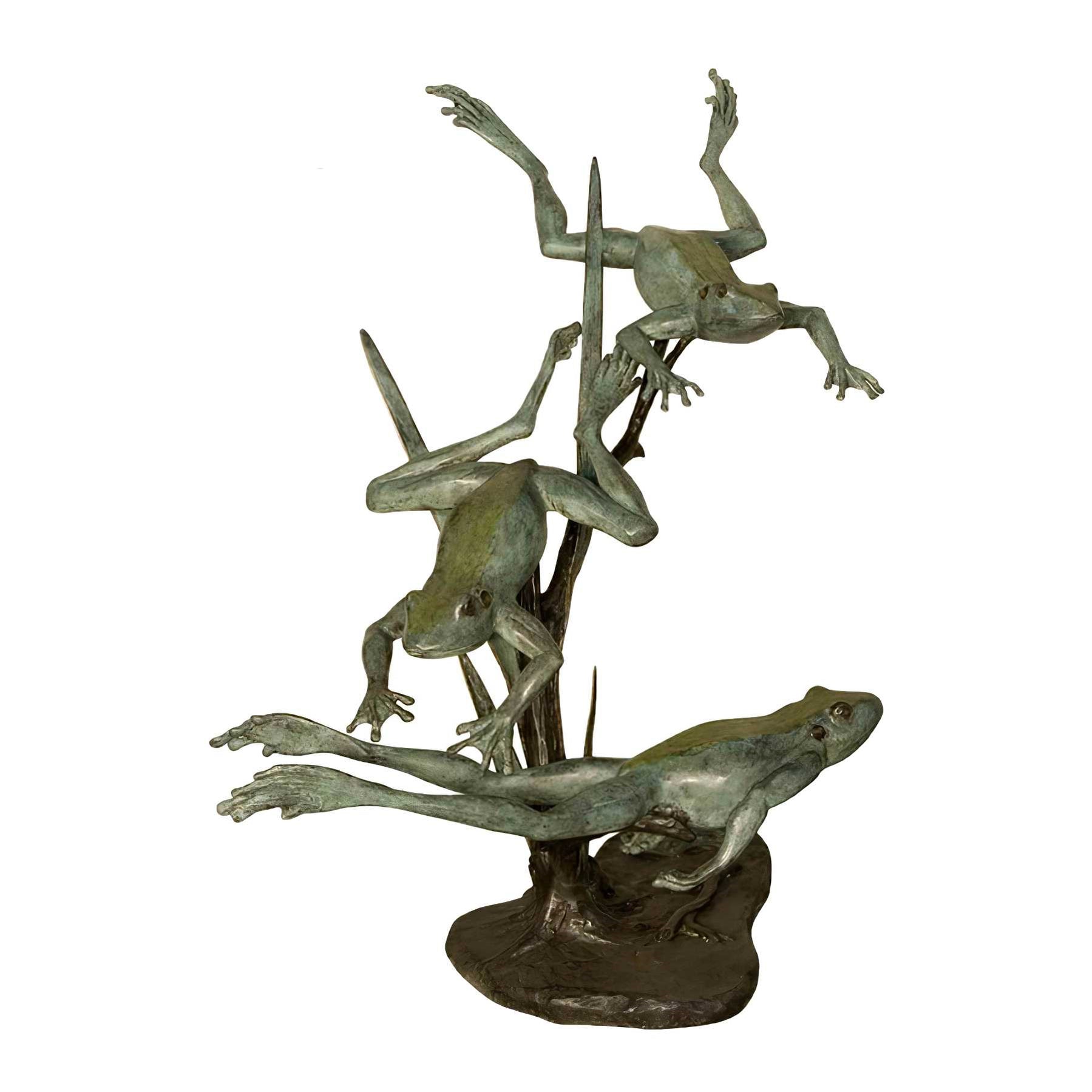 Bronze Frogs Jumping Sculpture — AllSculptures
