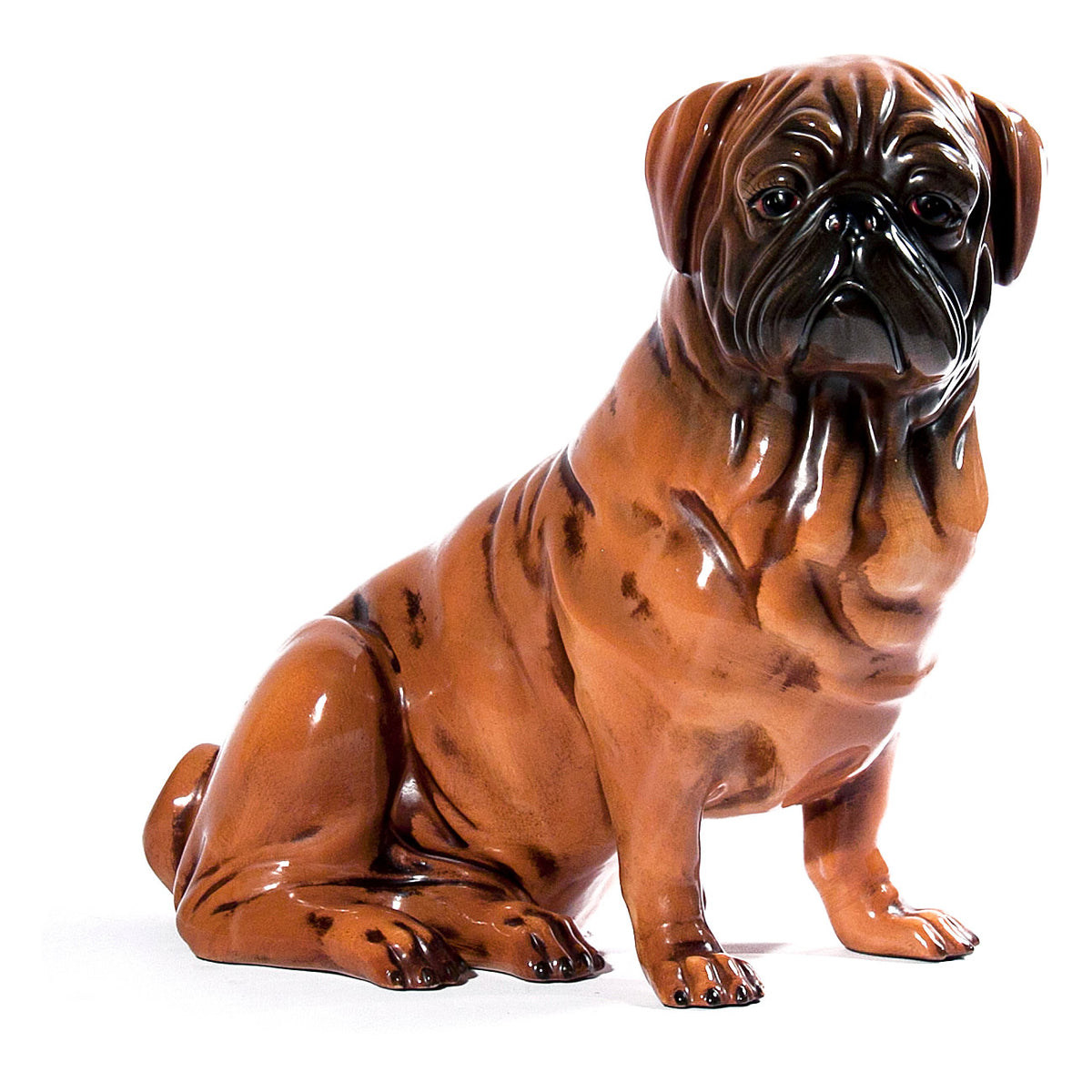Sitting Brown Bulldog Sculpture-Italian Ceramic — AllSculptures