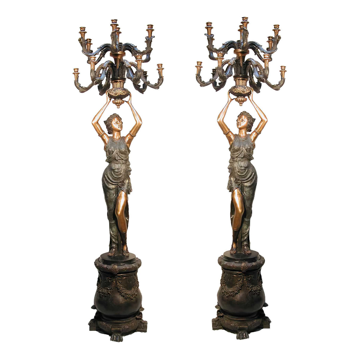 Lady Holding Candelabra Pair — AllSculptures
