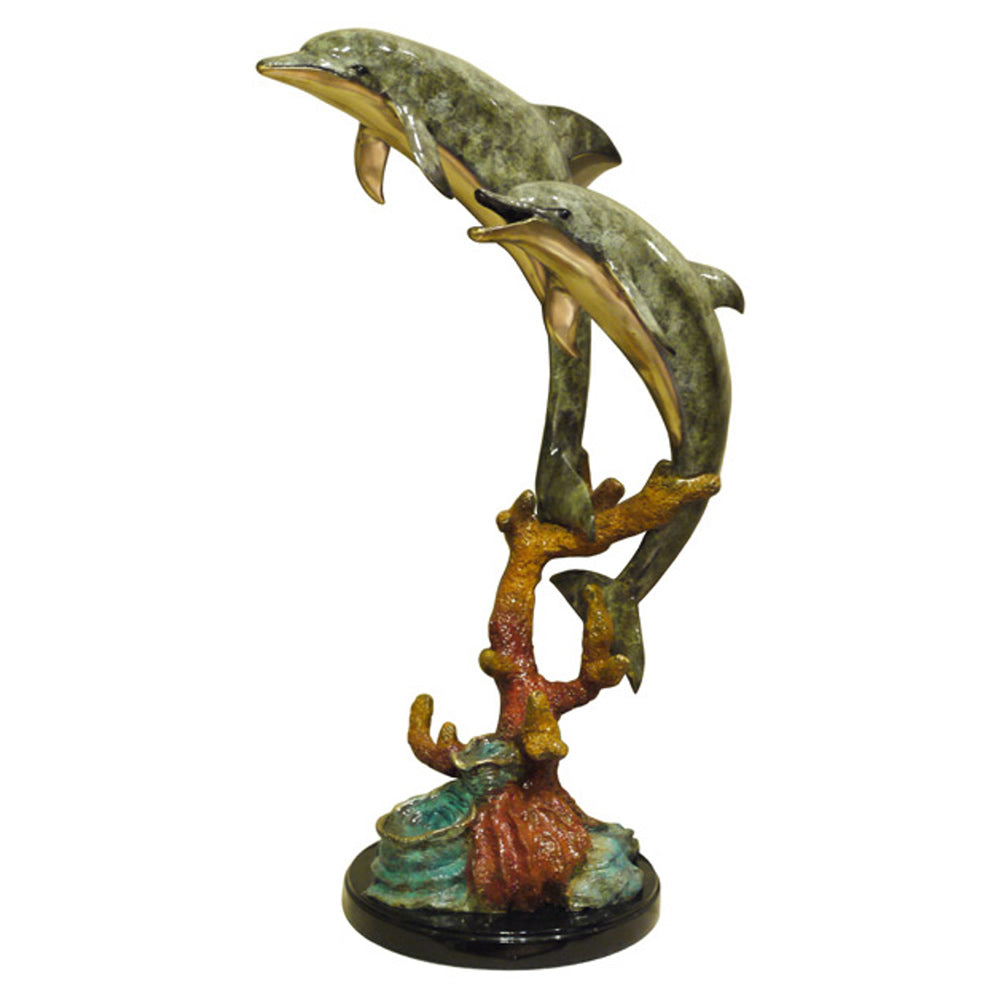 Dolphins on Coral Tabletop Bronze Sculpture — AllSculptures