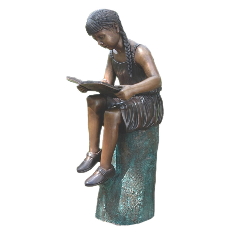 Girl Reading Book Sculpture | Made of Bronze — AllSculptures