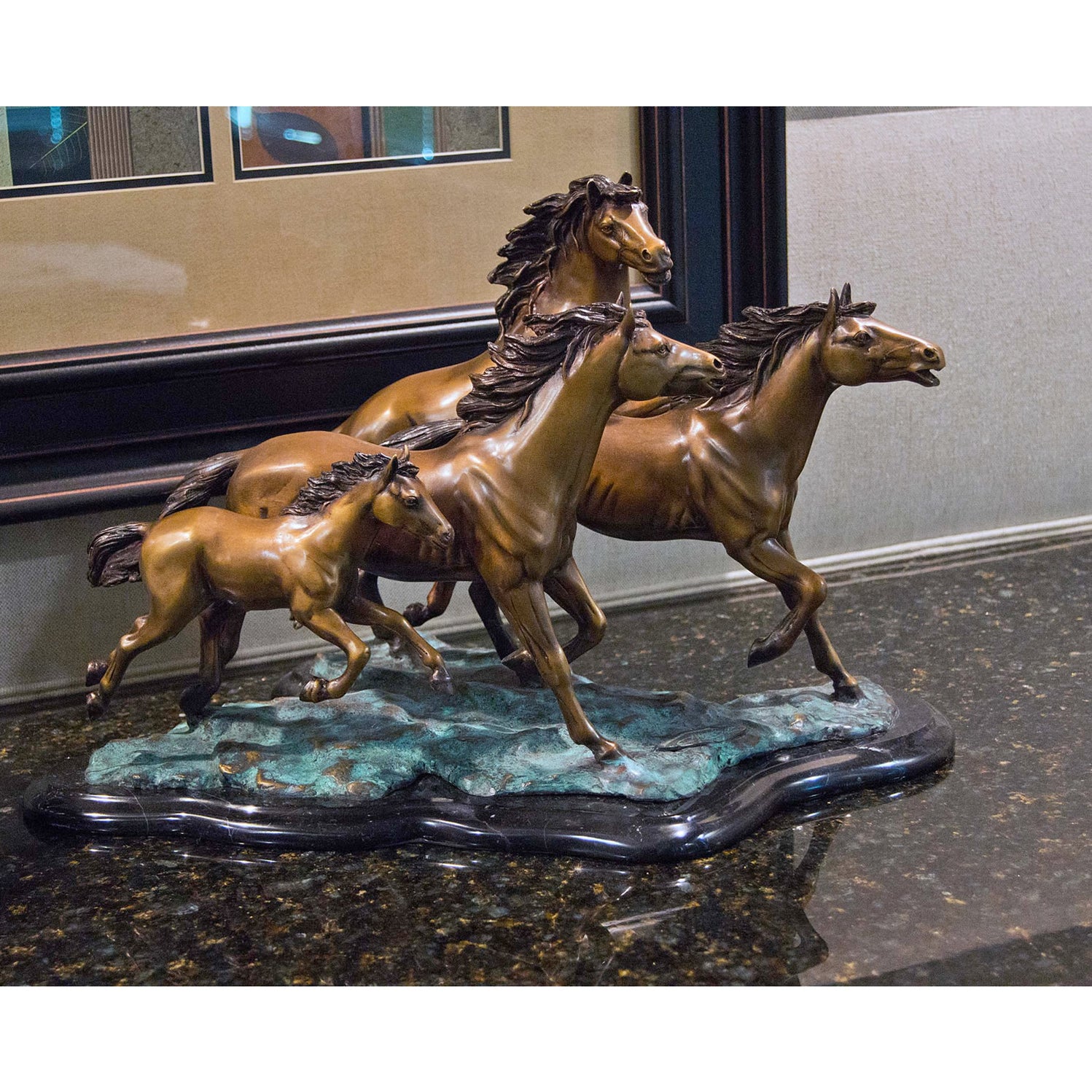 Galloping Horse Bronze Sculpture on Marble Base — AllSculptures