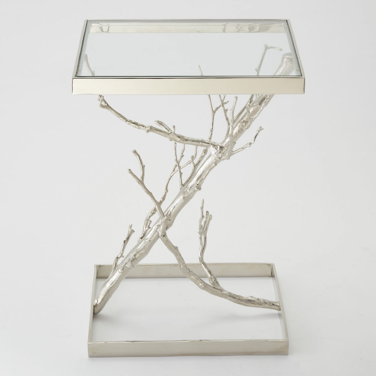Modern Tree Limb Table Nickel Finish — AllSculptures