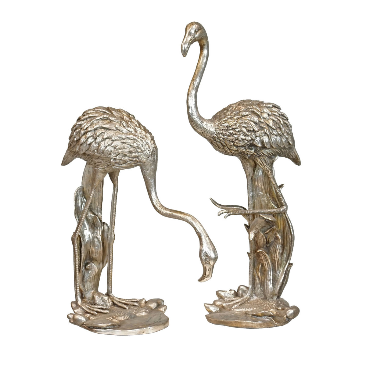 Silver Flamingo Sculptures-Pair — AllSculptures