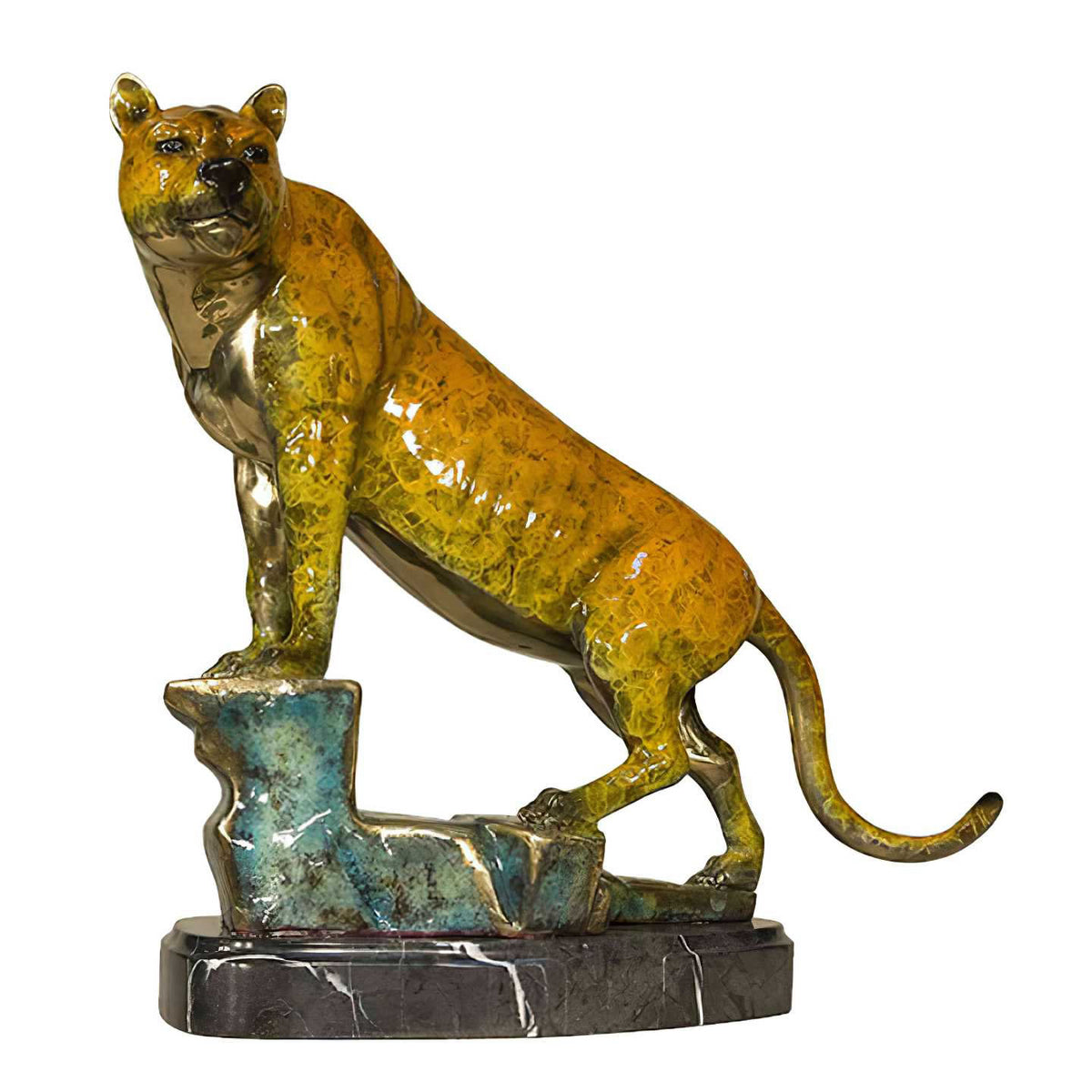 Bronze Tiger on Rock Sculpture — AllSculptures
