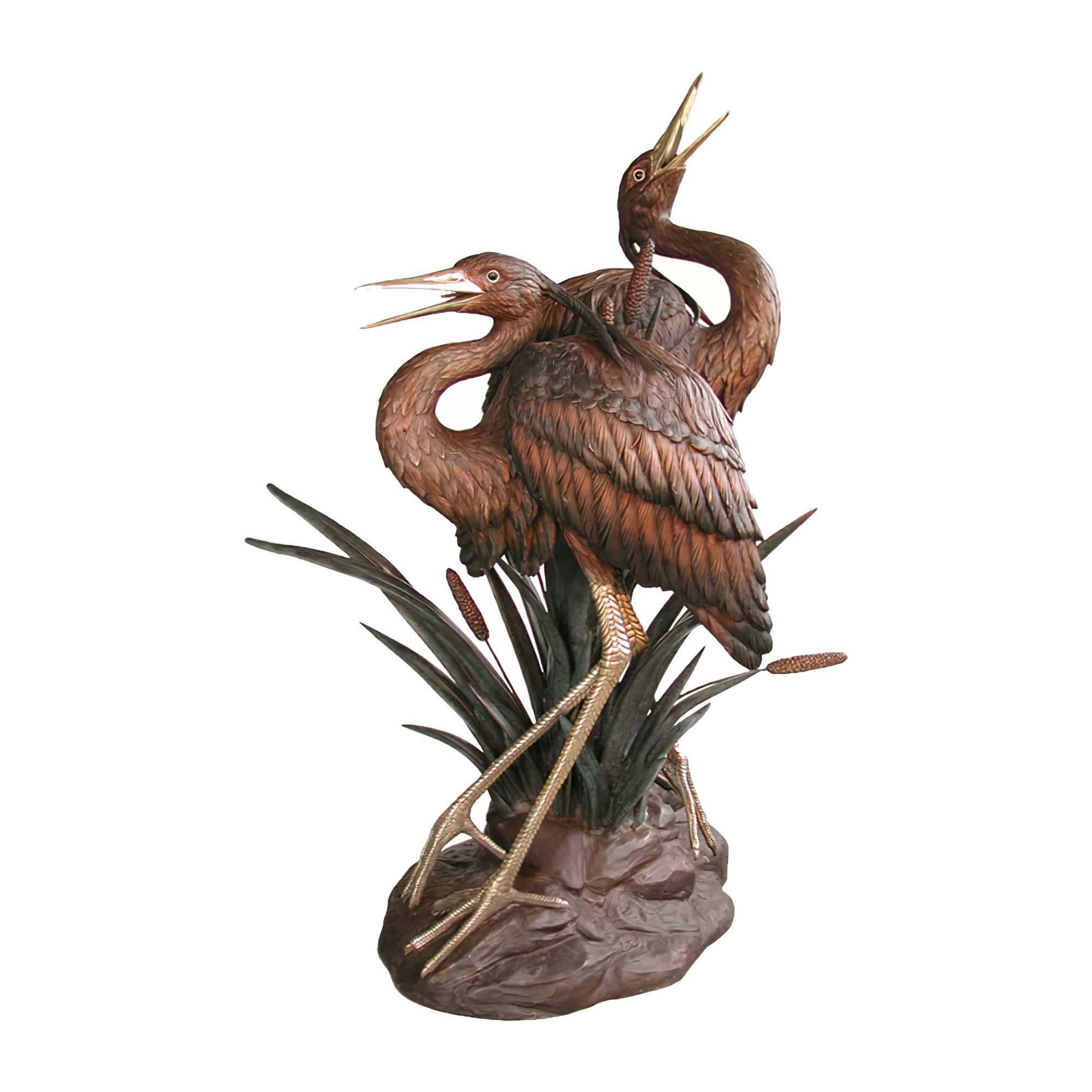 Bronze Egret & Heron Garden Statues — AllSculptures