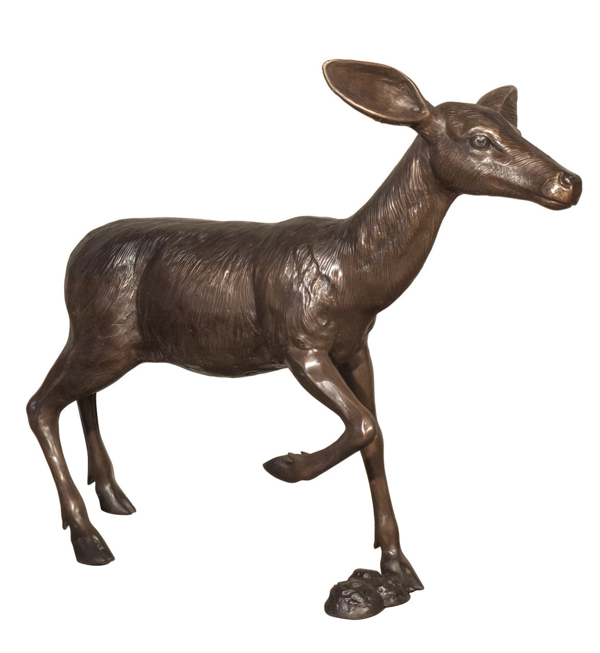 Walking Doe Deer Bronze Sculpture — AllSculptures