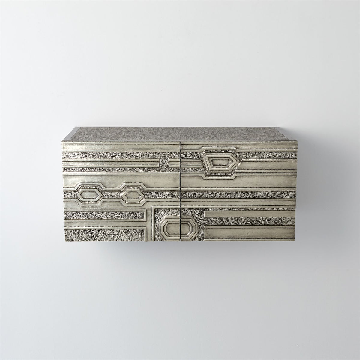 Abstract Block Floating Wall Cabinet-Nickel — AllSculptures