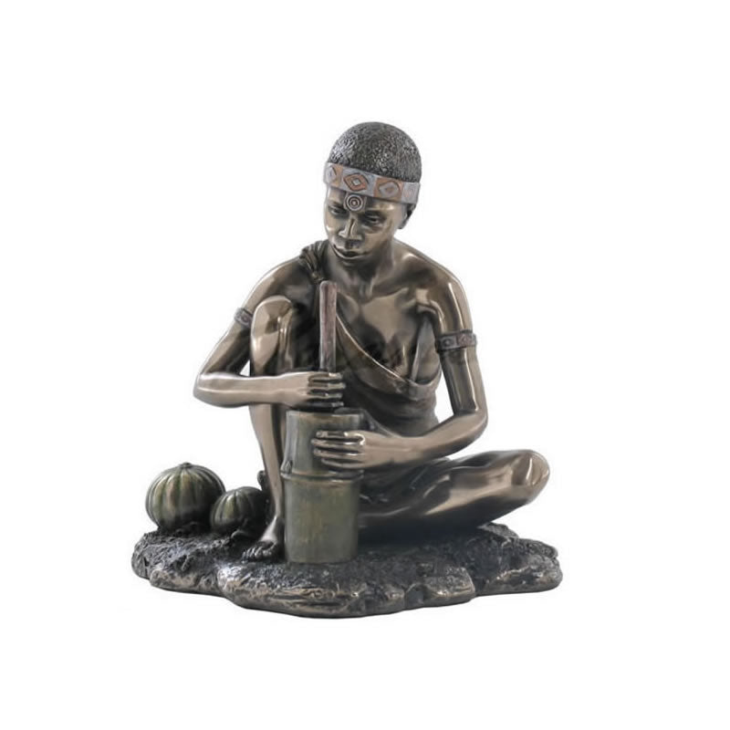 African Woman Grinding Grain Statue — AllSculptures