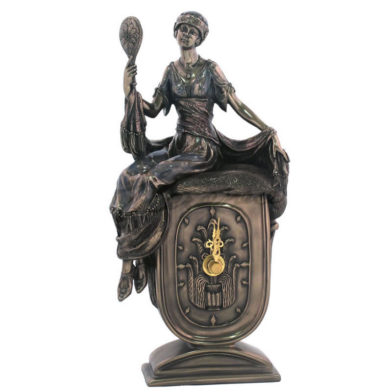 Art Deco Lady With Hand Mirror Clock — AllSculptures