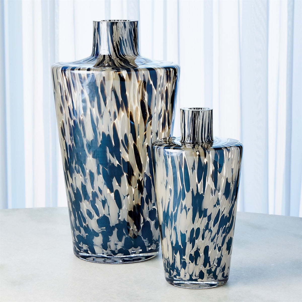 Art Glass Confetti Vase-Black/Beige — AllSculptures