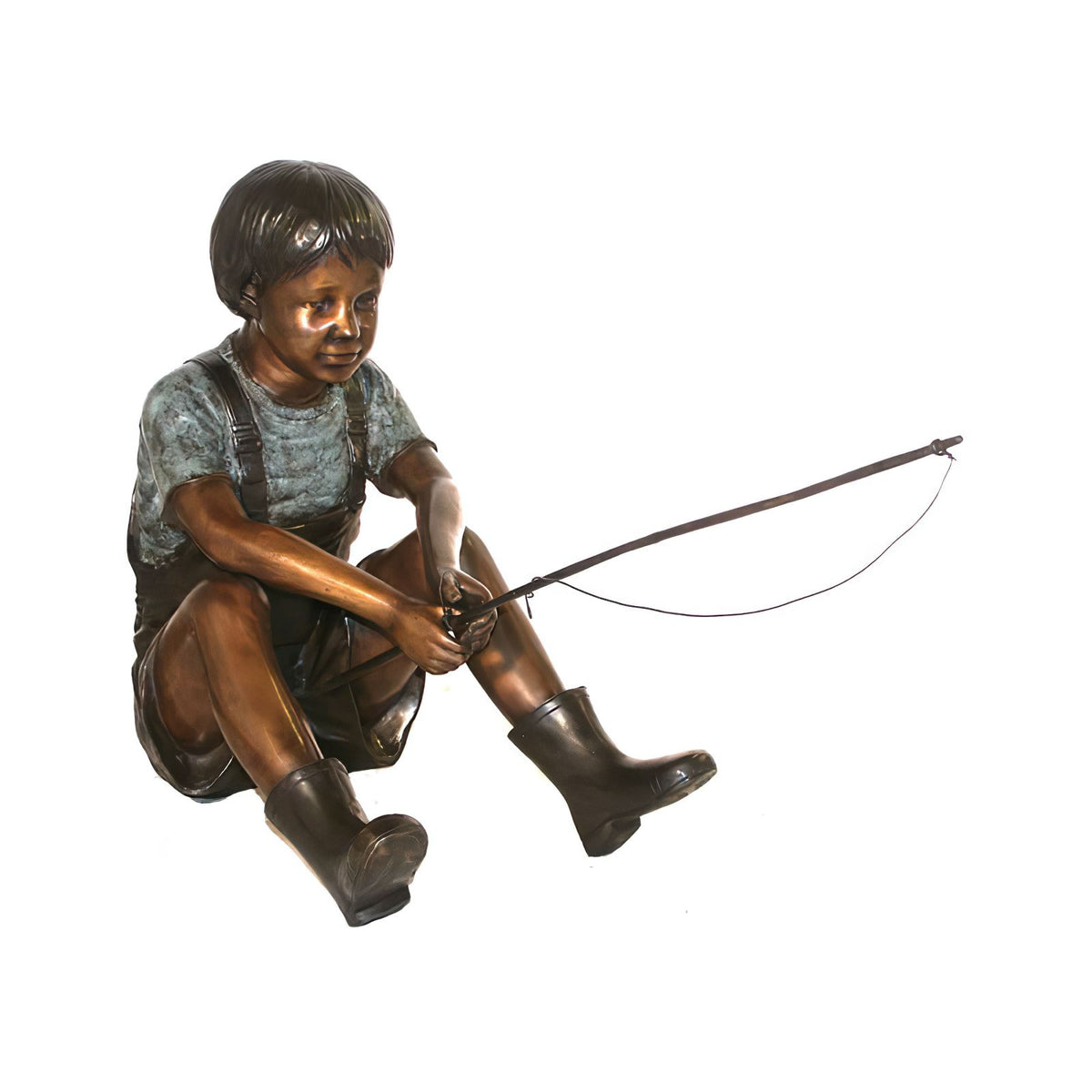 Bronze Boy Fishing Sculpture — AllSculptures