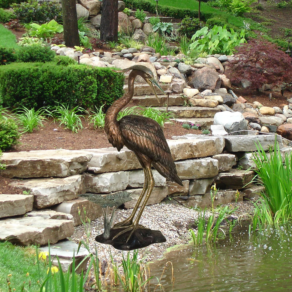 Bronze Egret & Heron Garden Statues — AllSculptures