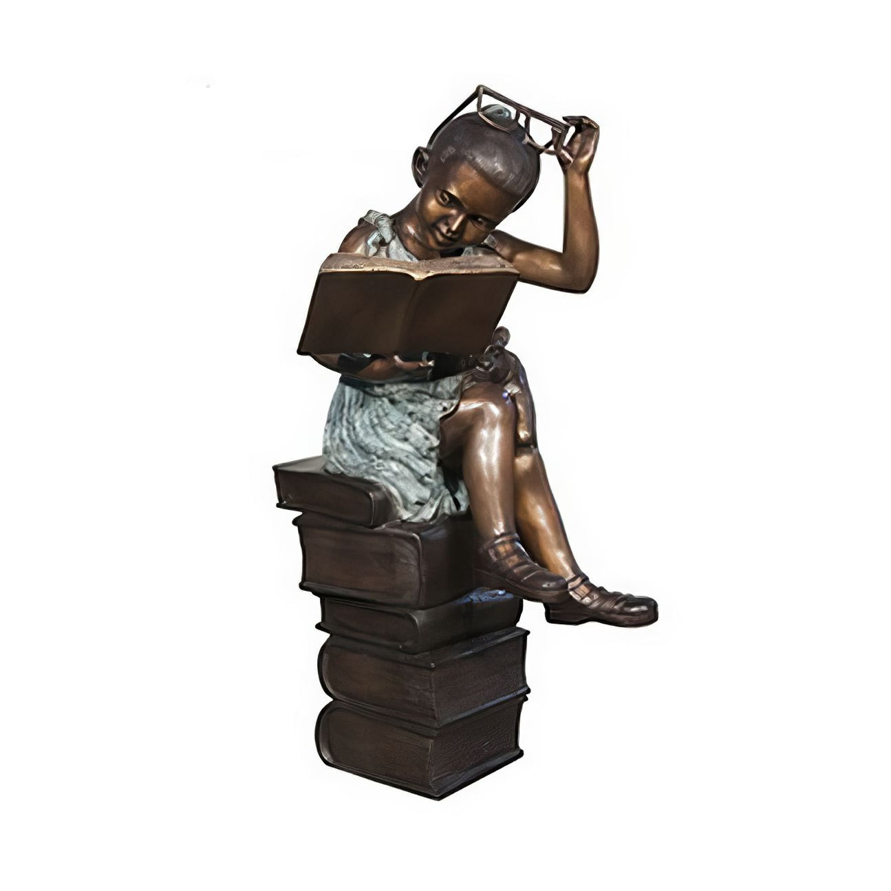 Girl Reading on Stack of Books Statue | Bronze Statues — AllSculptures