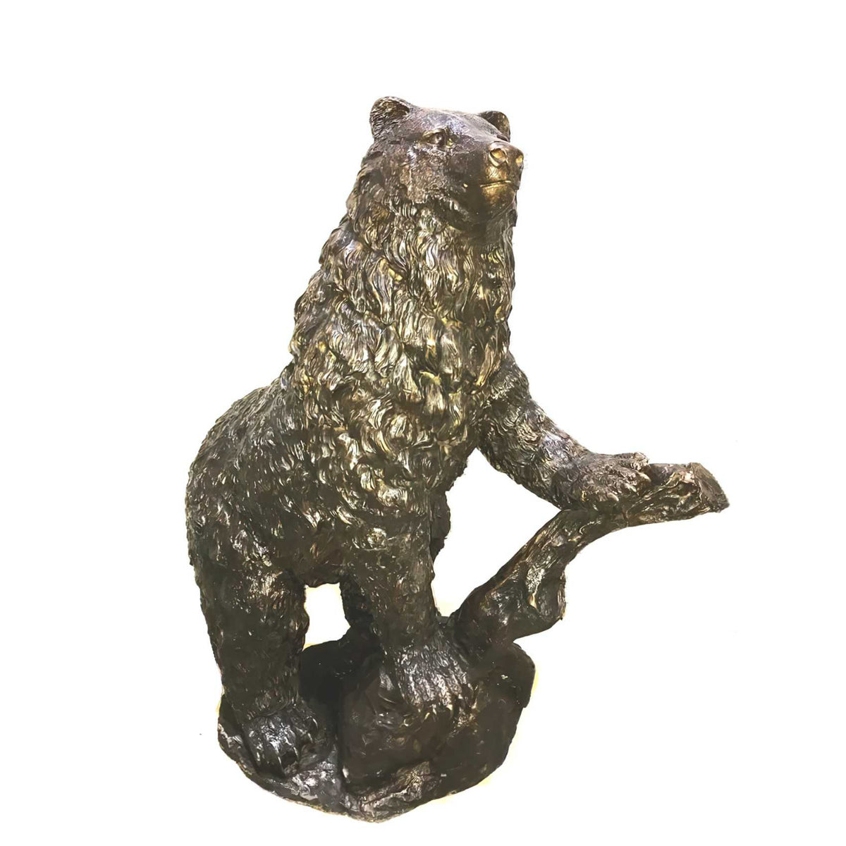 Bronze Standing Bear on Log Sculpture — AllSculptures