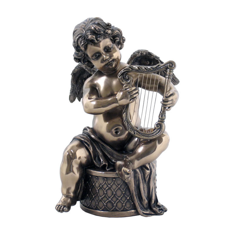 Cherub with Harp Statue — AllSculptures