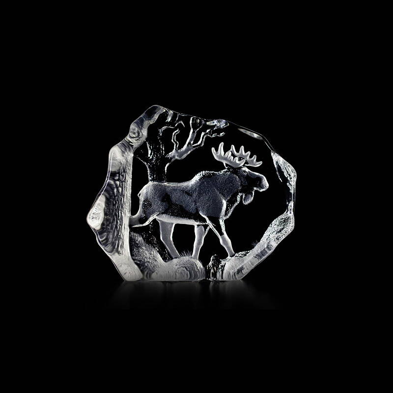 Crystal Moose In Woods Statue by Mats Jonasson — AllSculptures
