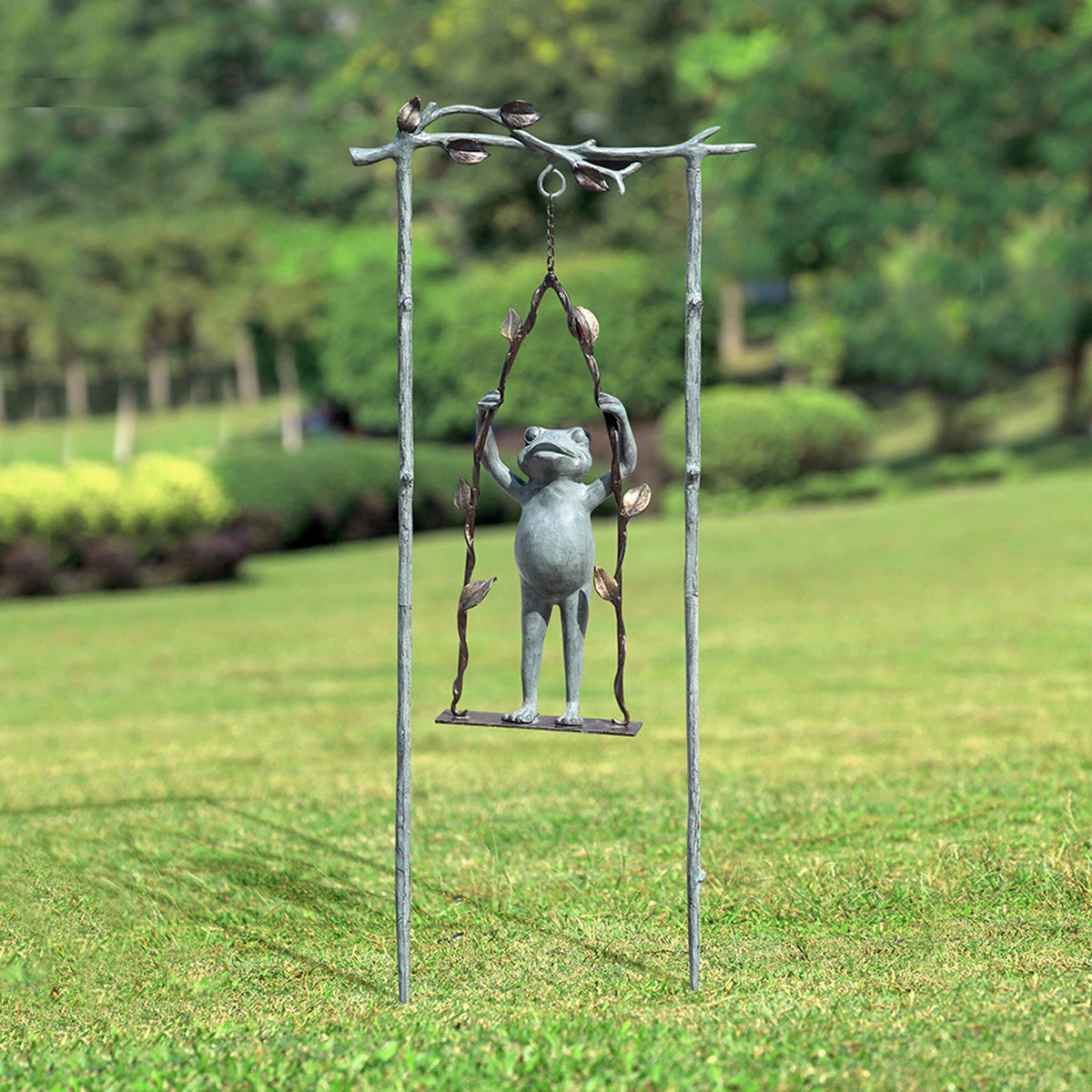 Daredevil Frog on Swing Garden Statue by San Pacific International/SPI ...