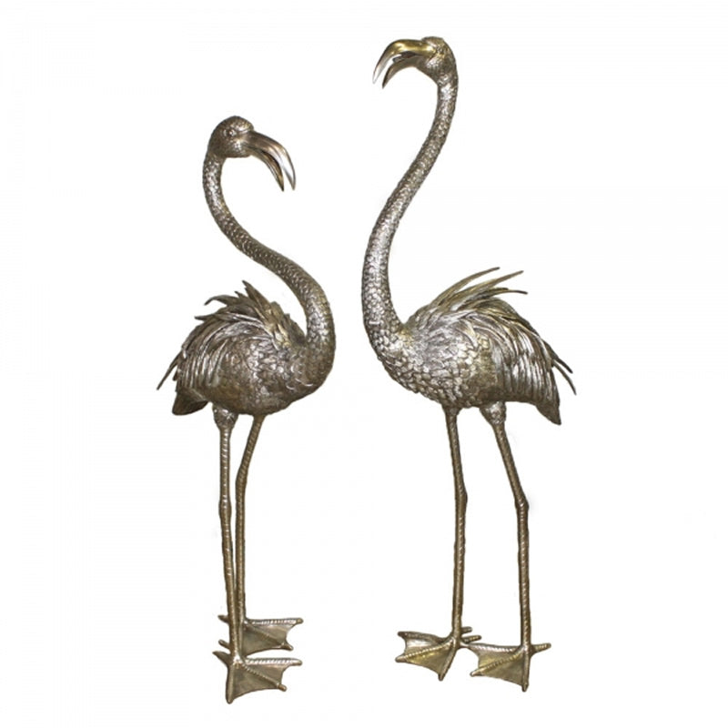 Silver Flamingo Fountain-Pair — AllSculptures