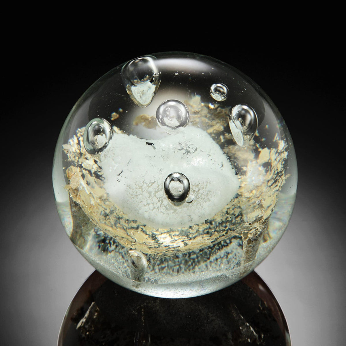 Gold Leaf Bubble Glass Paperweight by San Pacific International/SPI ...