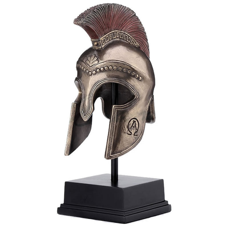 Greek Hoplite Helmet On Stand Statue — AllSculptures