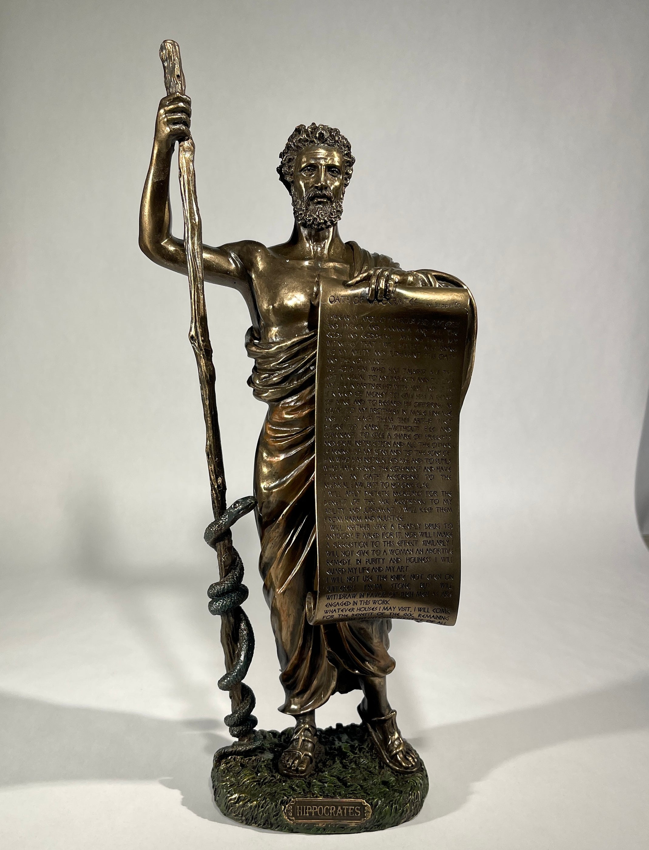 Hippocrates Of Cos Holding Hippocratic Oath Statue — AllSculptures