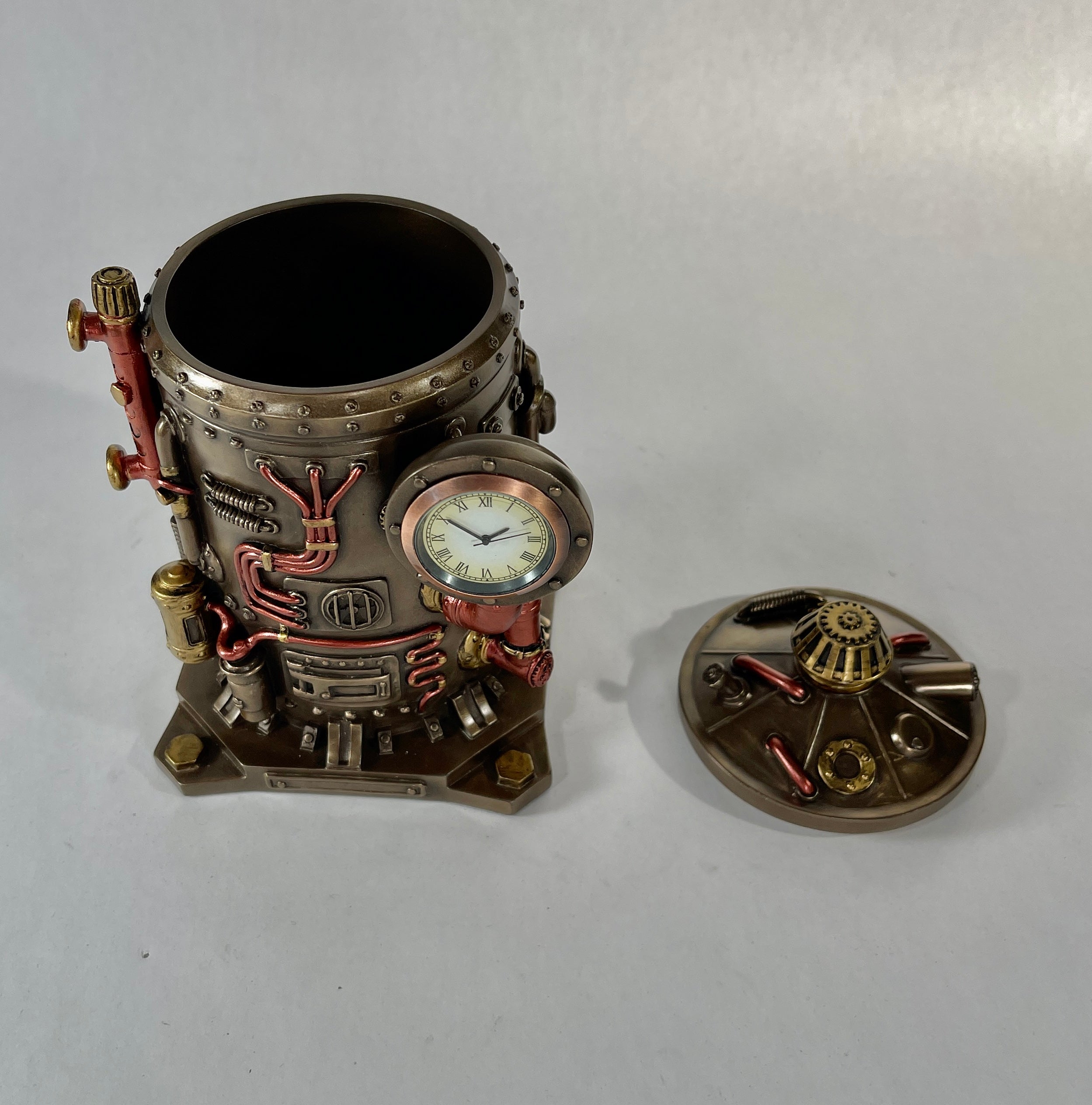 Steampunk Mysterious Container Clock Trinket Box — AllSculptures