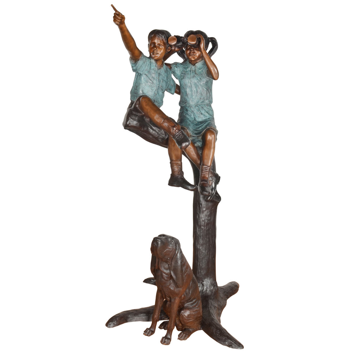 Explorers-Kids in Tree Bronze Sculpture — AllSculptures