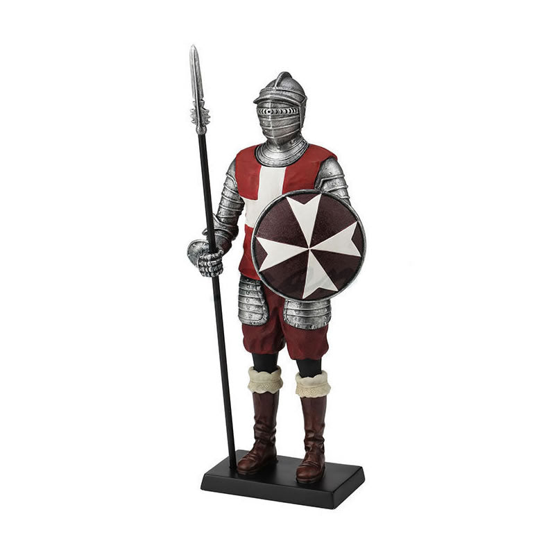 Maltese Knight Holding Pike and Round Shield Statue — AllSculptures