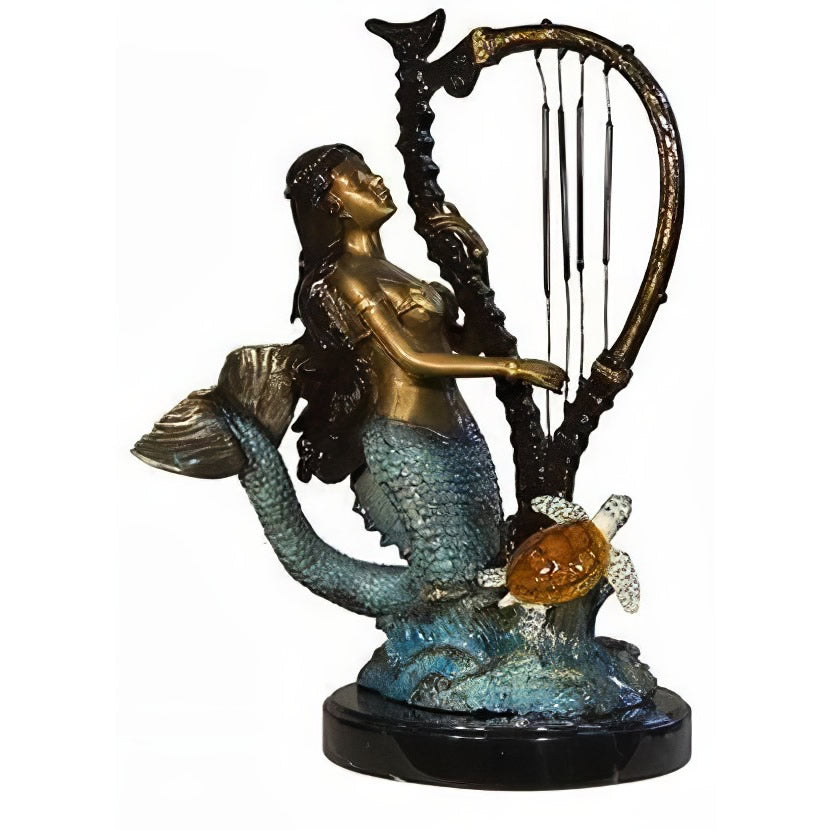Mermaid Playing Harp Sculpture — AllSculptures